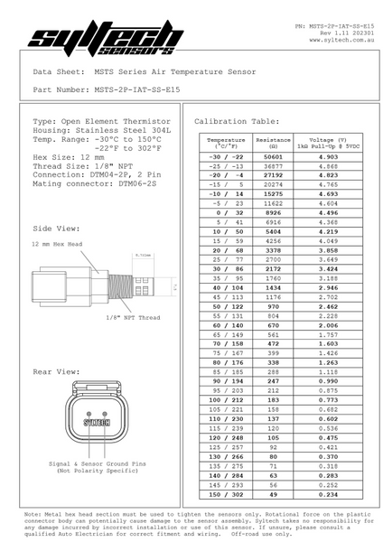 Syltech Caged Element Air Temp Sensor 1/8" NPT – LMS-EFI, LLC